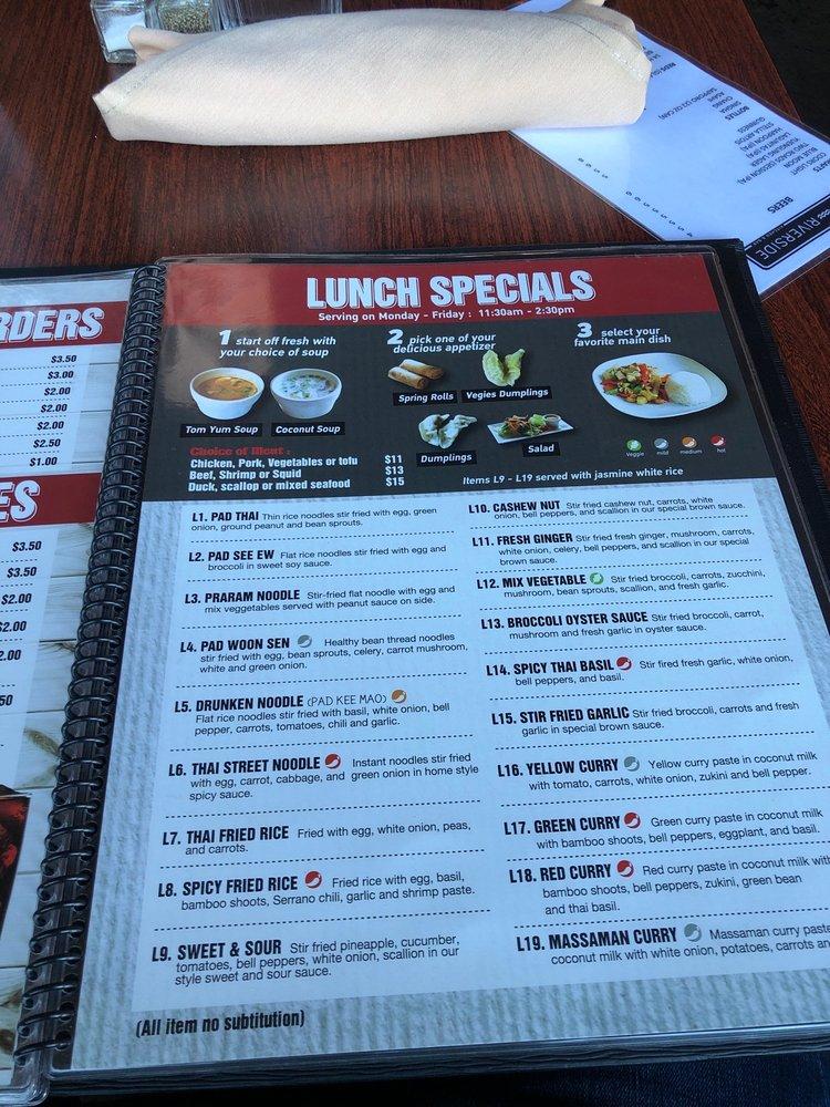 Menu at Thai Riverside restaurant, Chester