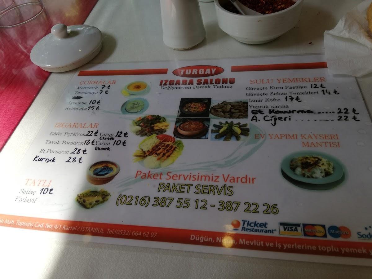 Menu at Turgay Izgara, Istanbul
