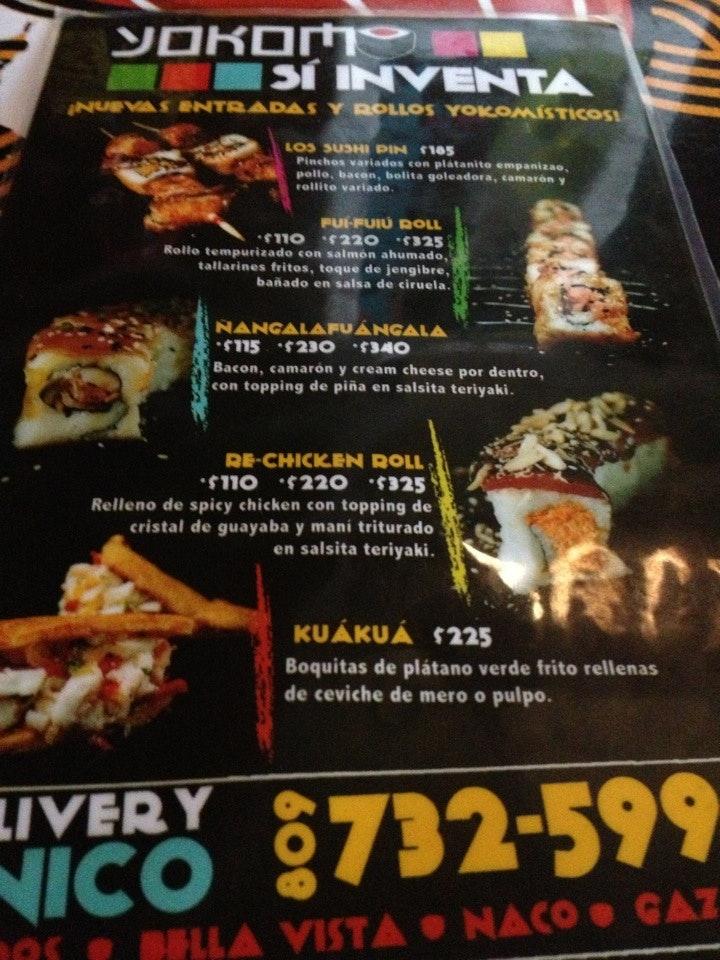 Menu at Yokomo Sushi Gazcue restaurant, Santo Domingo, C. Cervantes 201