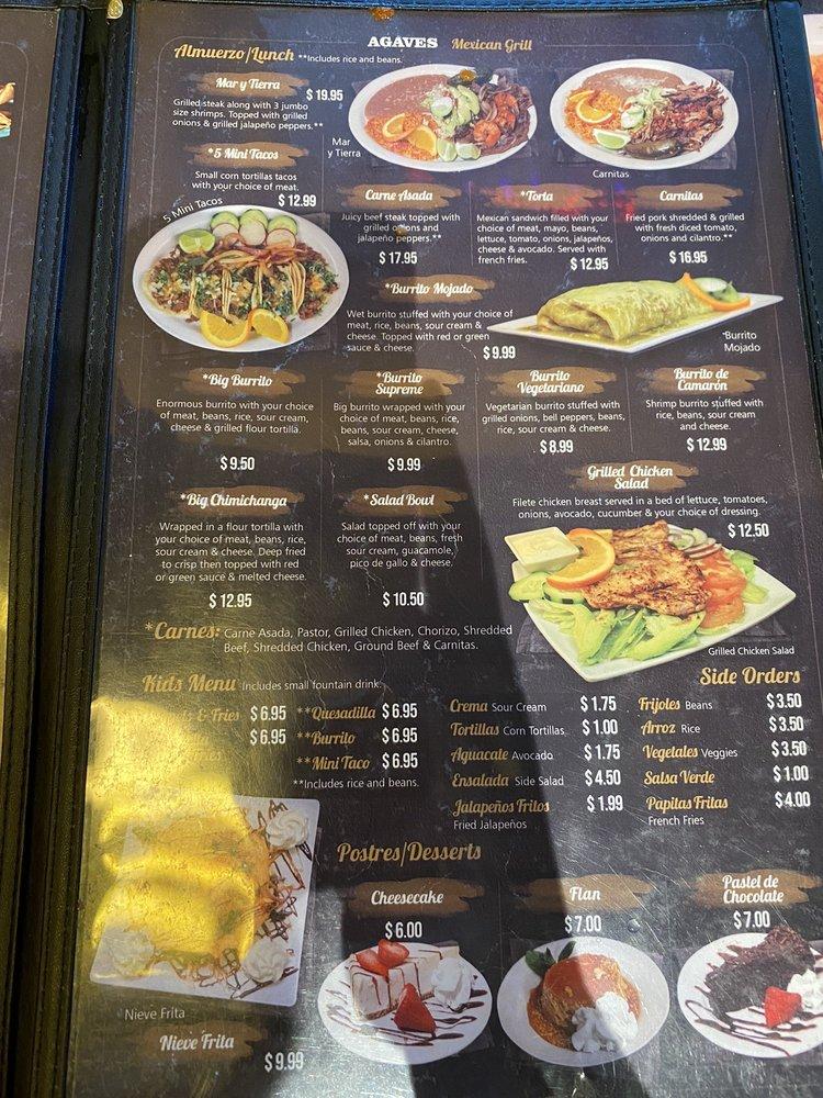 Menu at Agaves Mexican Grill restaurant, Merced