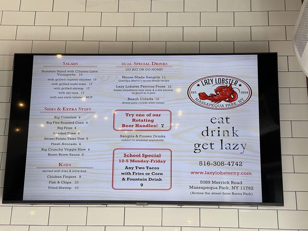 Menu at Lazy Lobster restaurant, Massapequa