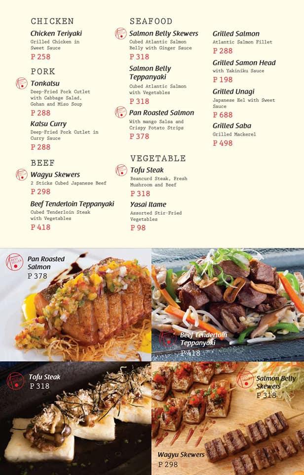 Menu at Chef Samurai Subic restaurant, Subic Bay Freeport Zone, Raymundo St