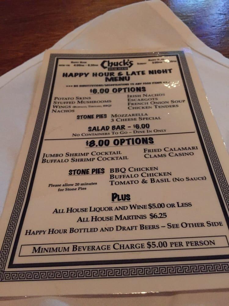 Menu at Chuck's Steak House steakhouse, Rocky Hill
