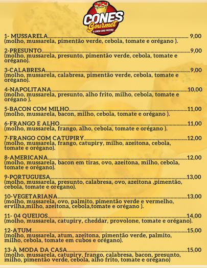 Menu at Cone's House restaurant, Colatina, Rua Castelo Branco