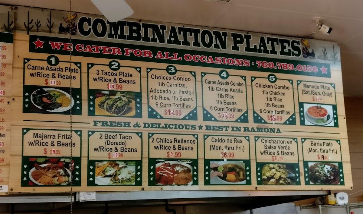 Menu at Ramona market restaurant, Ramona