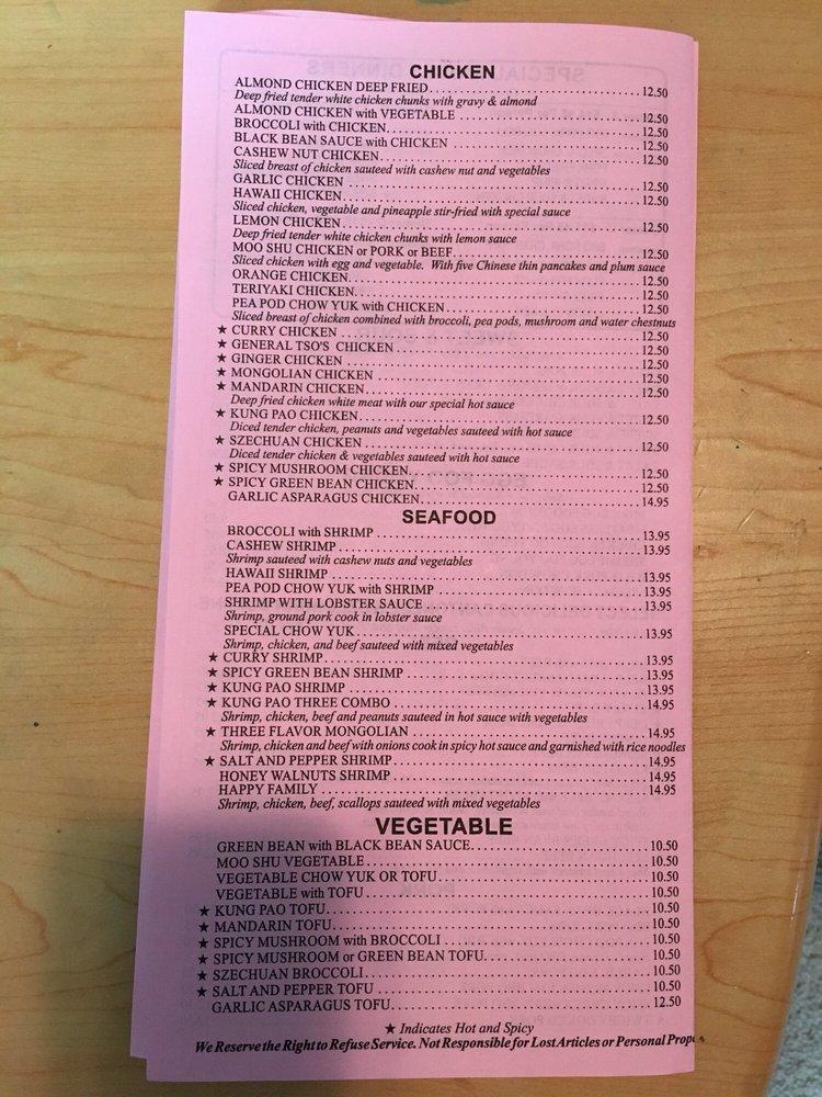 Menu at John's Chinese Restaurant, Keizer