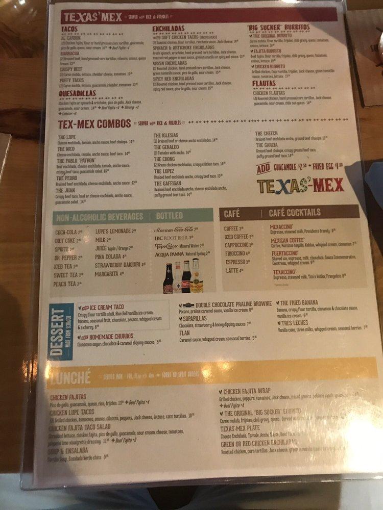 Menu at Lupe Tortilla Mexican Restaurant, Addison
