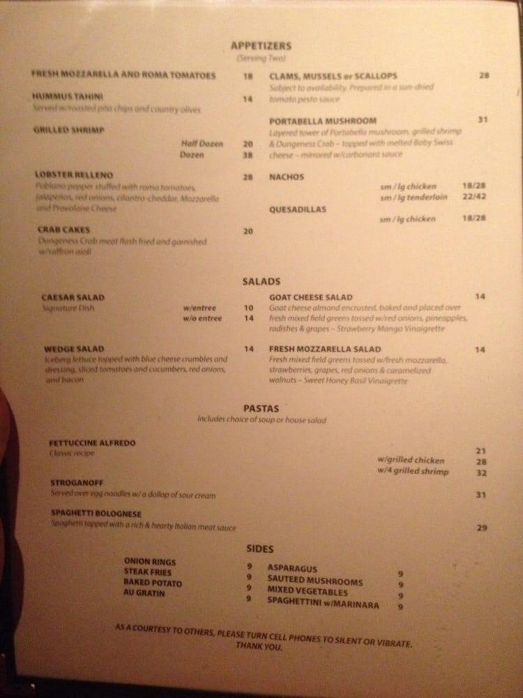 Menu at Michael's Grill restaurant, Oklahoma City
