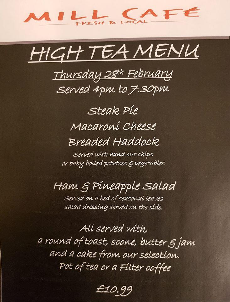 Menu at The Mill Cafe, Tillicoultry, 76 Moss Rd