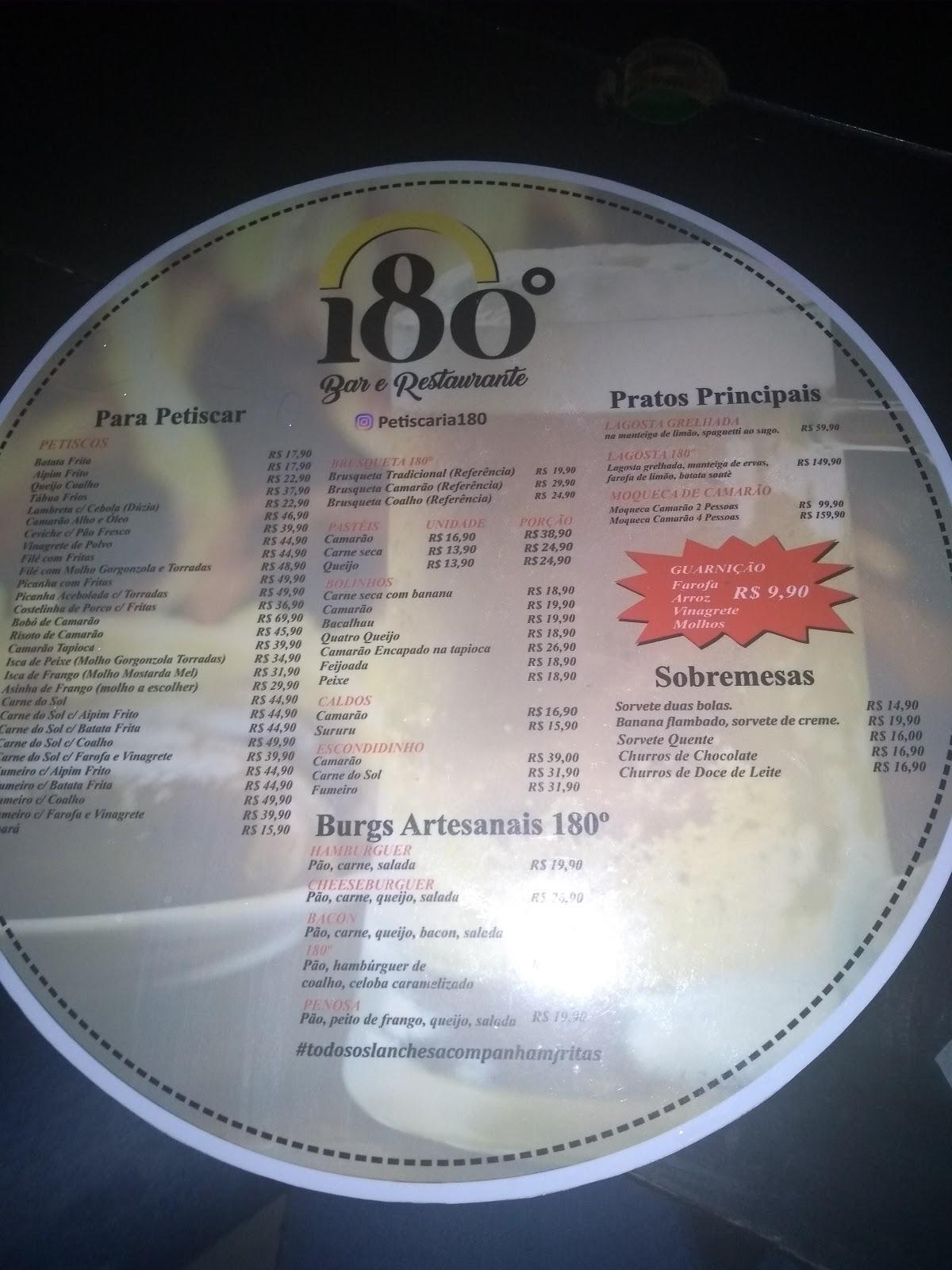 Menu em Rooftop 180° pub & Bar, Salvador