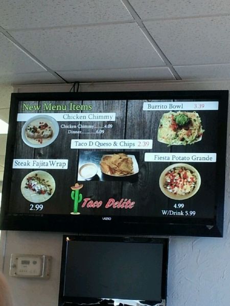 Menu at Taco Delite restaurant, Pratt