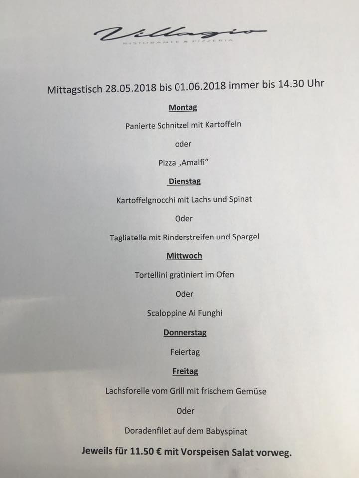 Menu at Villagio restaurant, Konstanz