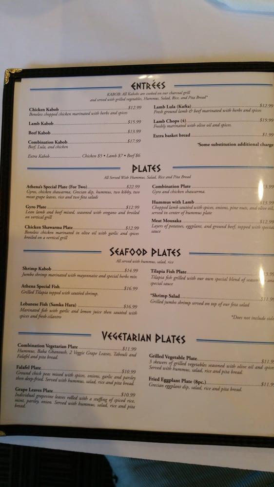 Menu at Athena Greek & Lebanese Grill restaurant, Shreveport