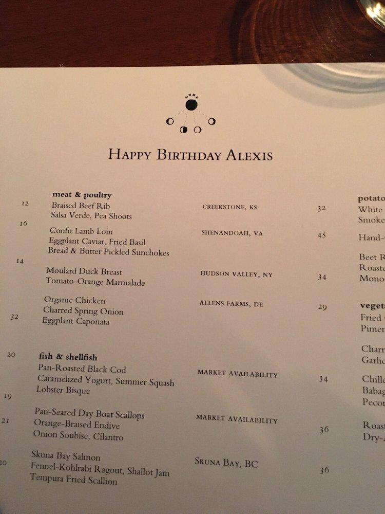 Menu at Blue Duck Tavern pub & bar, Washington