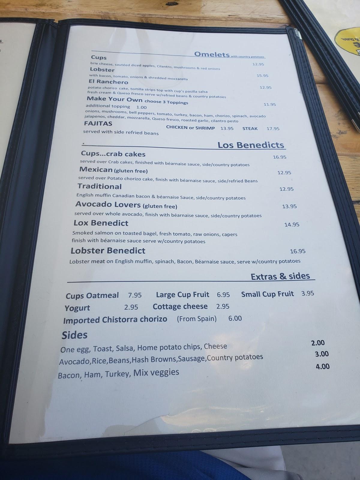 Menu at Cups Cafe, Palm Desert