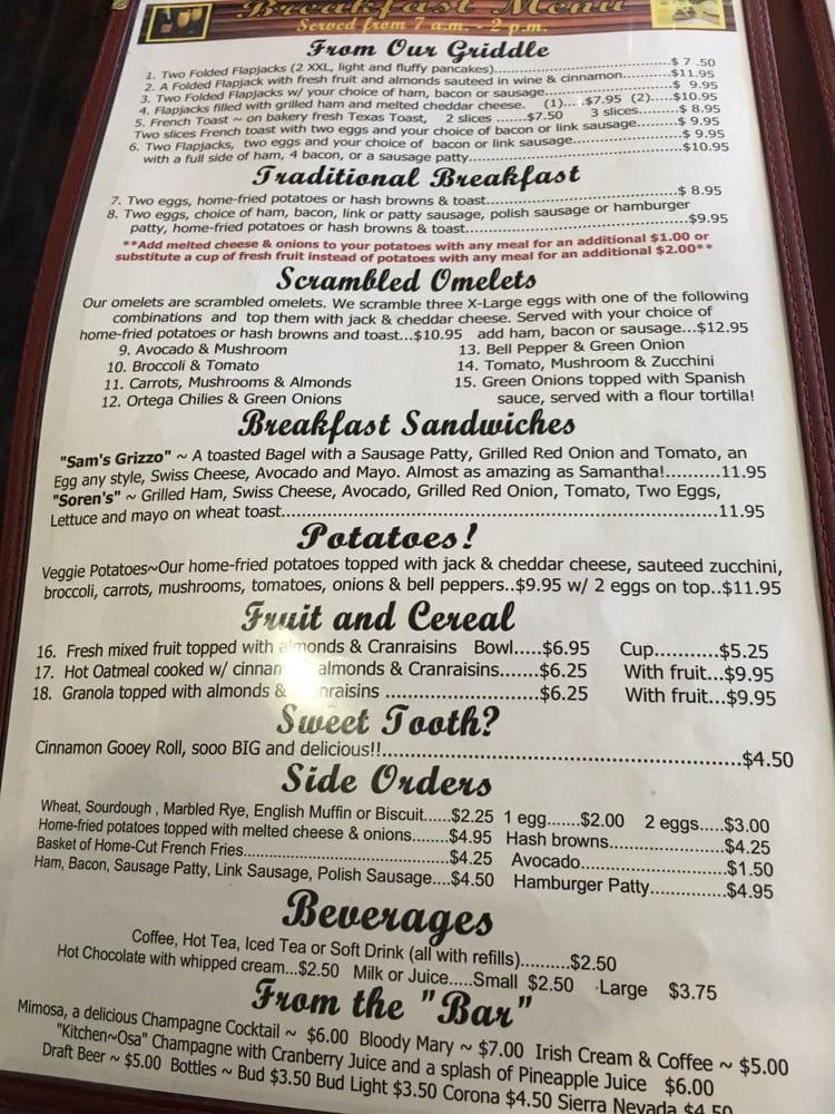 Menu at Donner Lake Kitchen restaurant, Truckee, Donner Pass Rd