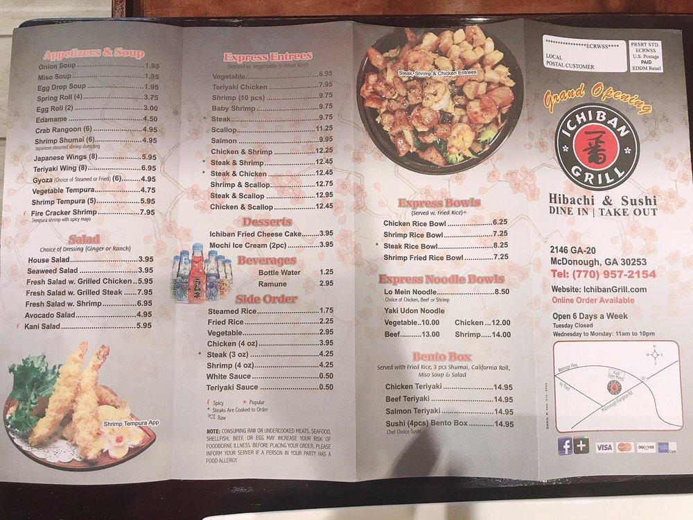Menu at Ichiban Grill restaurant, McDonough, GA-20