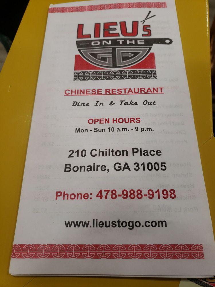 Menu at Lieu’s To Go restaurant, Warner Robins