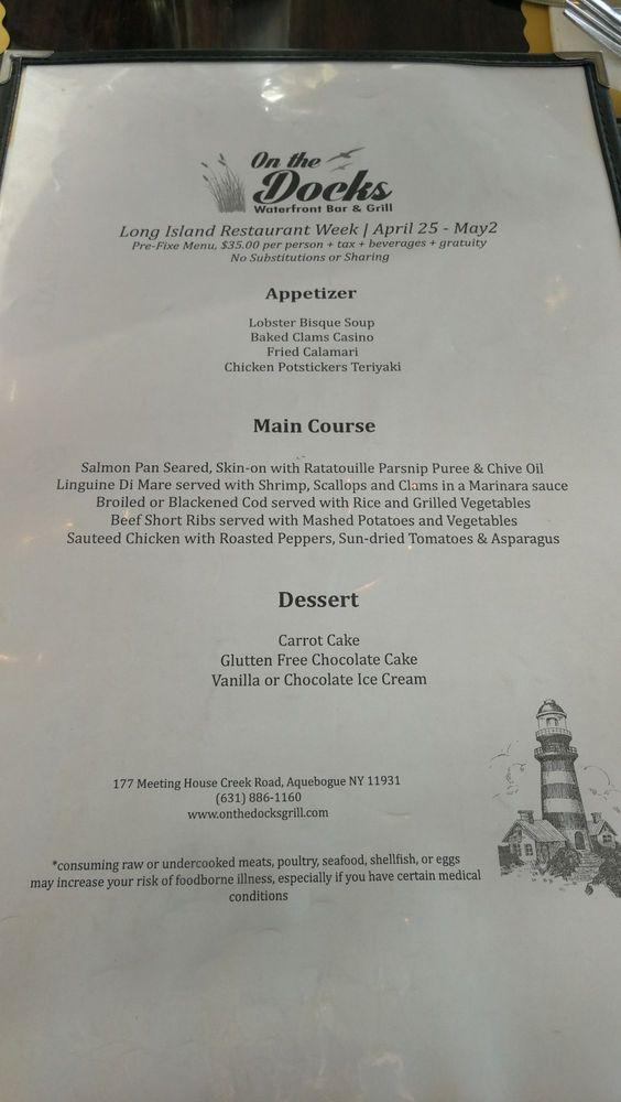 Menu at On The Docks pub & bar, Aquebogue