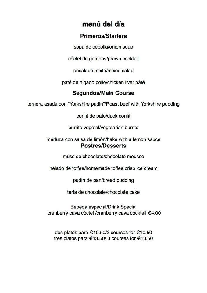 Menu at Restaurante El Pilón, Cómpeta