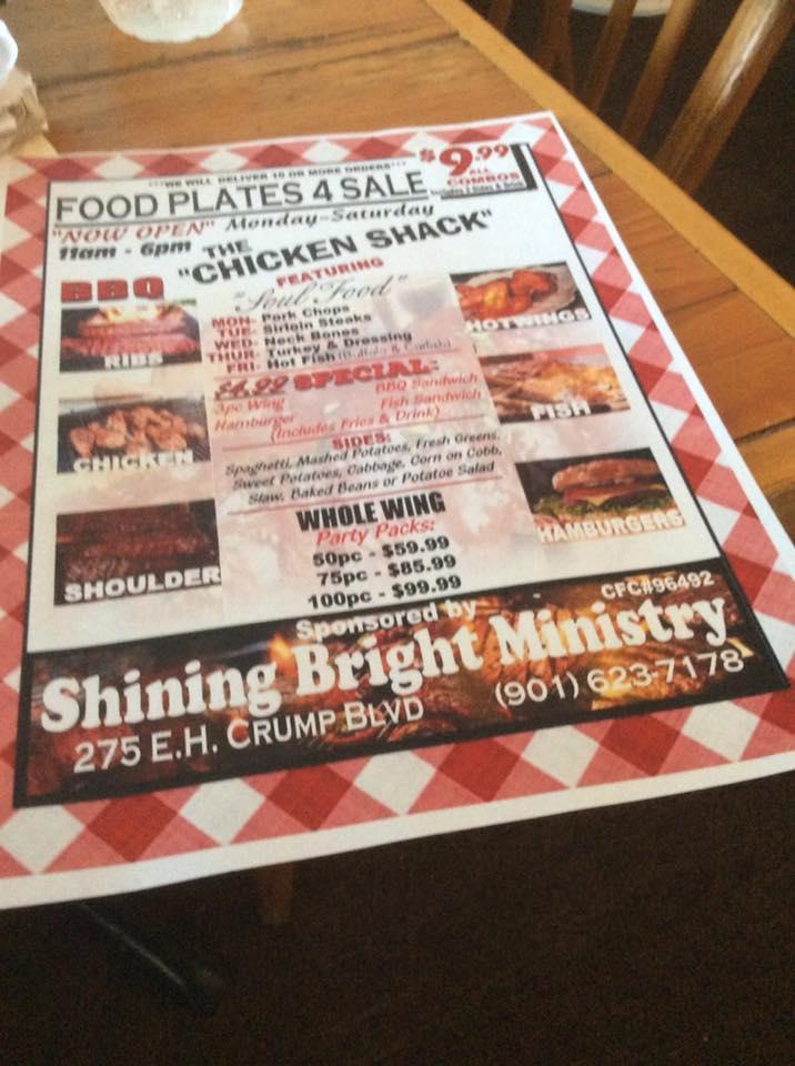Menu at The Chicken Shack BBQ, Memphis, 275 E Eh Crump Blvd