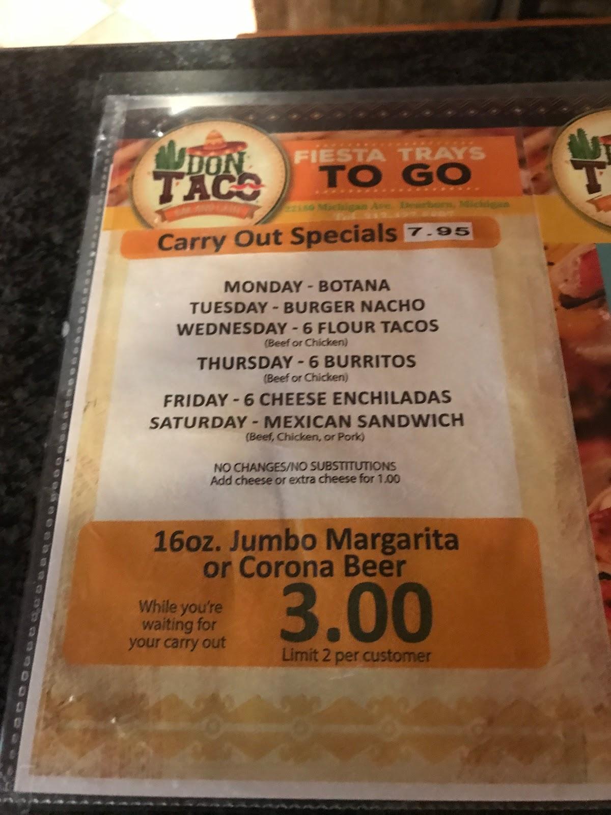 Menu at Don Taco Bar and Grill, Dearborn