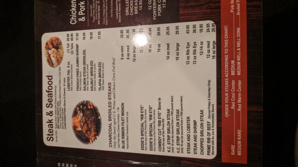 Menu at Eddie's Steaks And Seafood steakhouse, Guymon