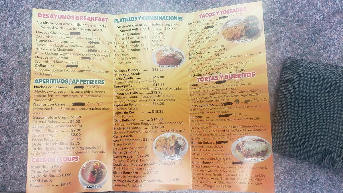 Menu at El Sabrocito Mexican Restaurant, Waukegan