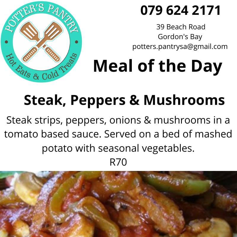 Menu at Potter's Pantry restaurant, Cape Town