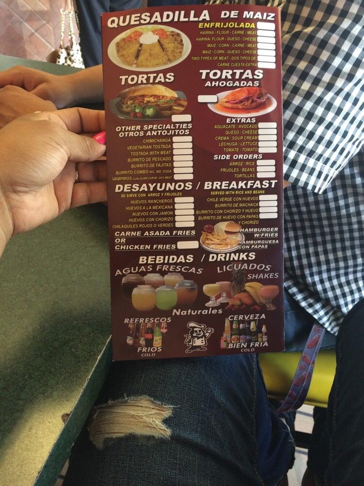 Menu at Ruben's Tacos restaurant, Riverside