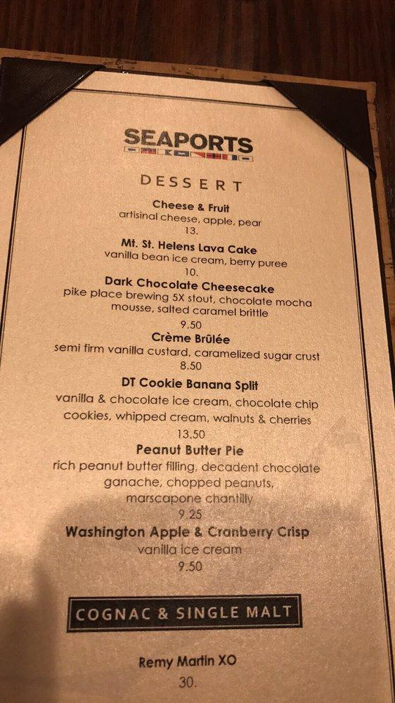 Menu at Seaports restaurant, Seattle