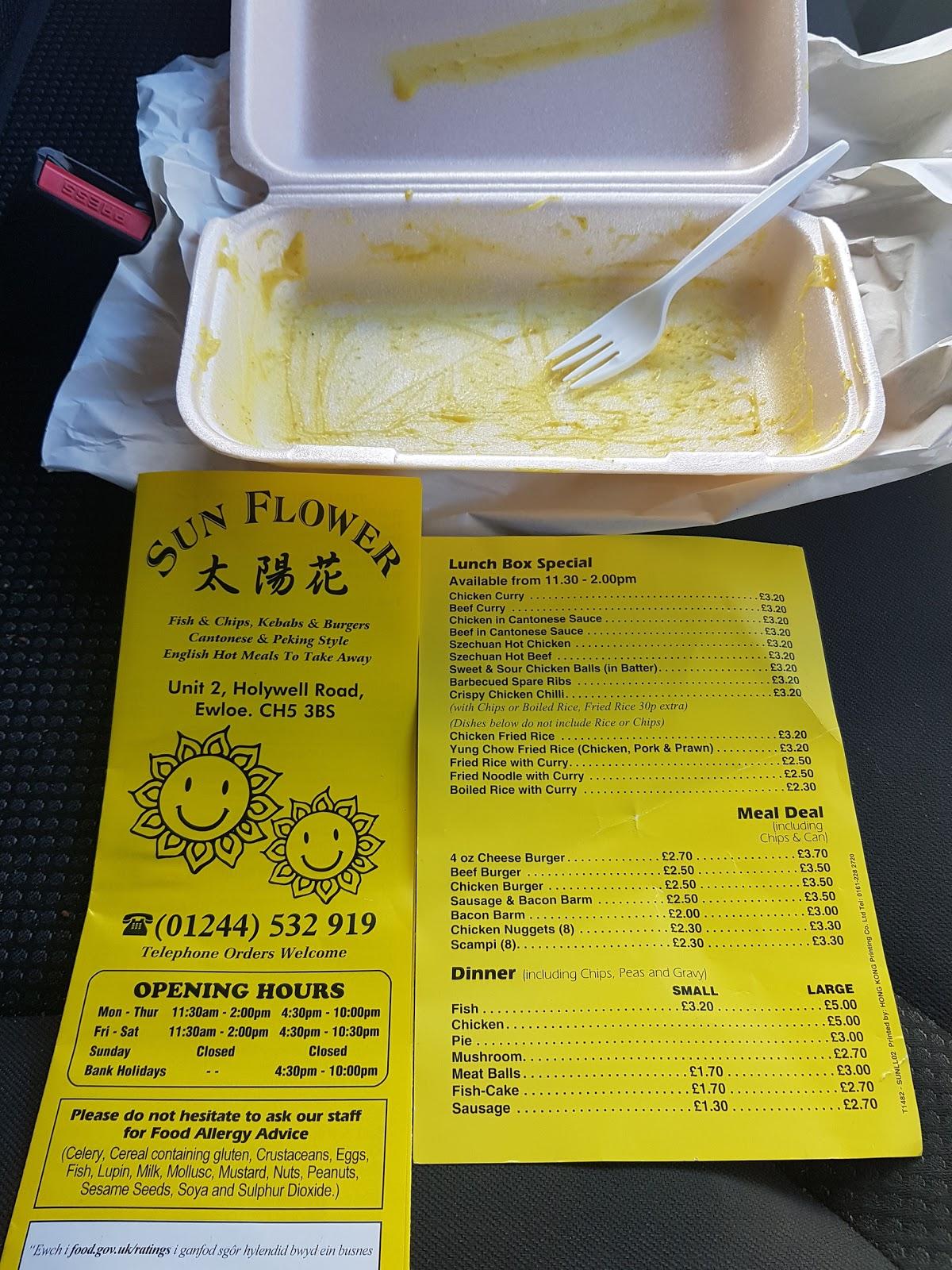 Menu at Sunflower restaurant, Deeside