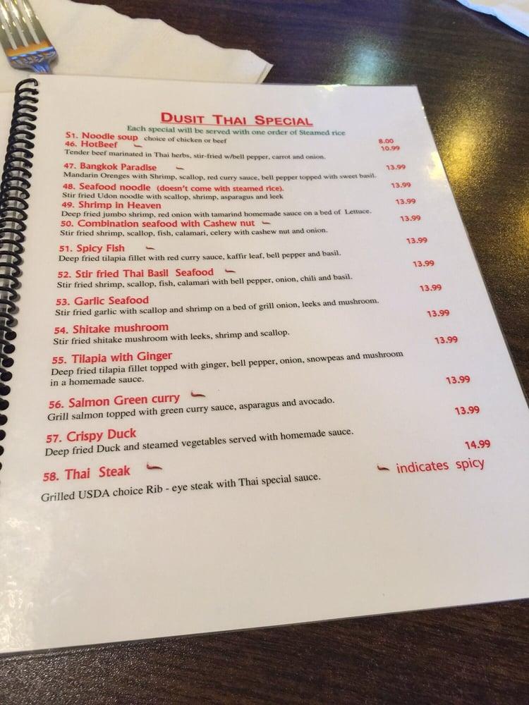 Carta del restaurante Dusit Thai Cuisine, Mountain Home