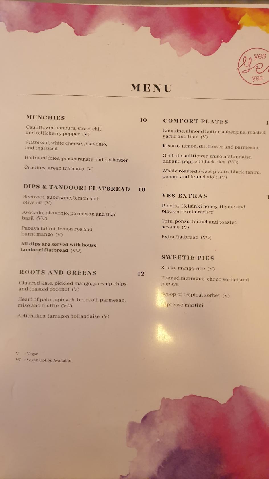 Menu at Restaurant Yes Yes Yes, Helsinki
