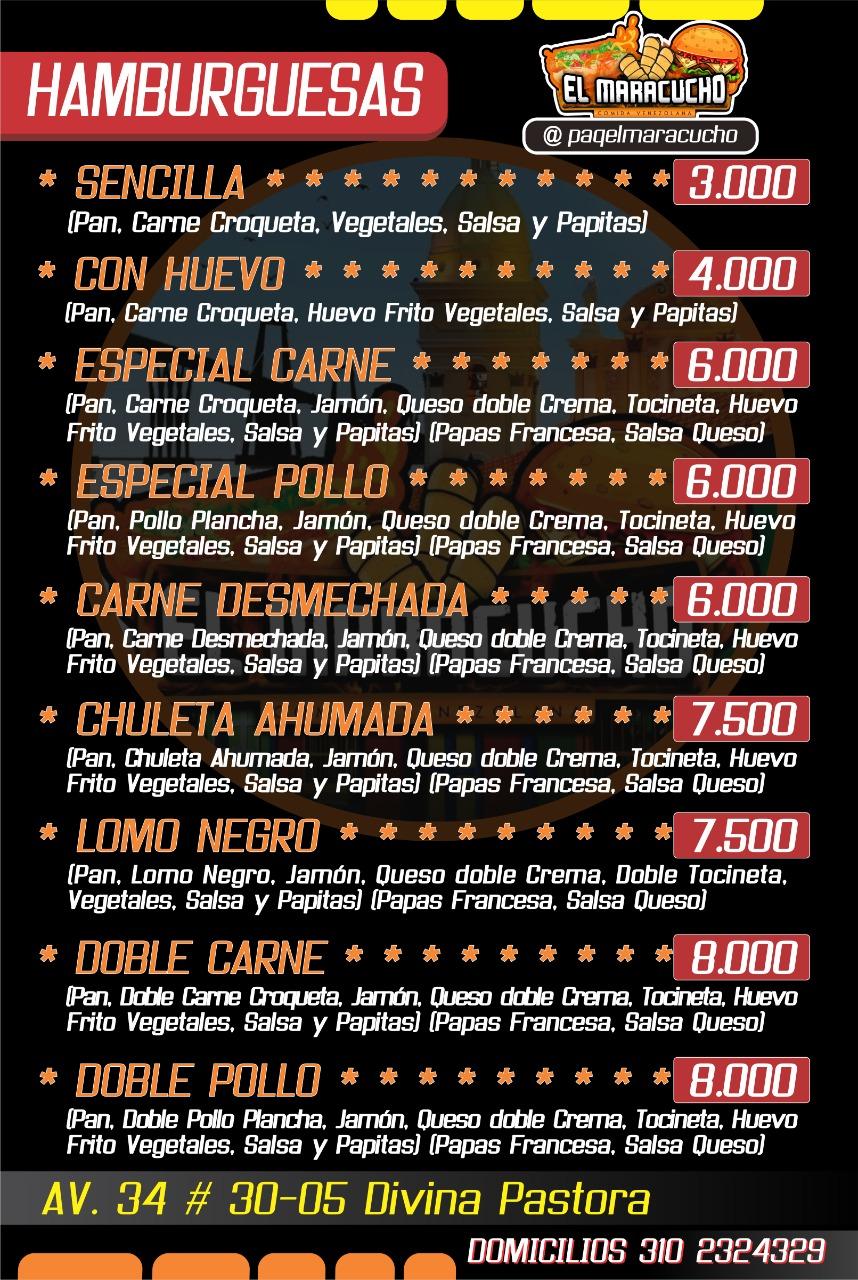 Menu at PAQEL MARACUCHO COMIDA VENEZOLANA restaurant, Cúcuta