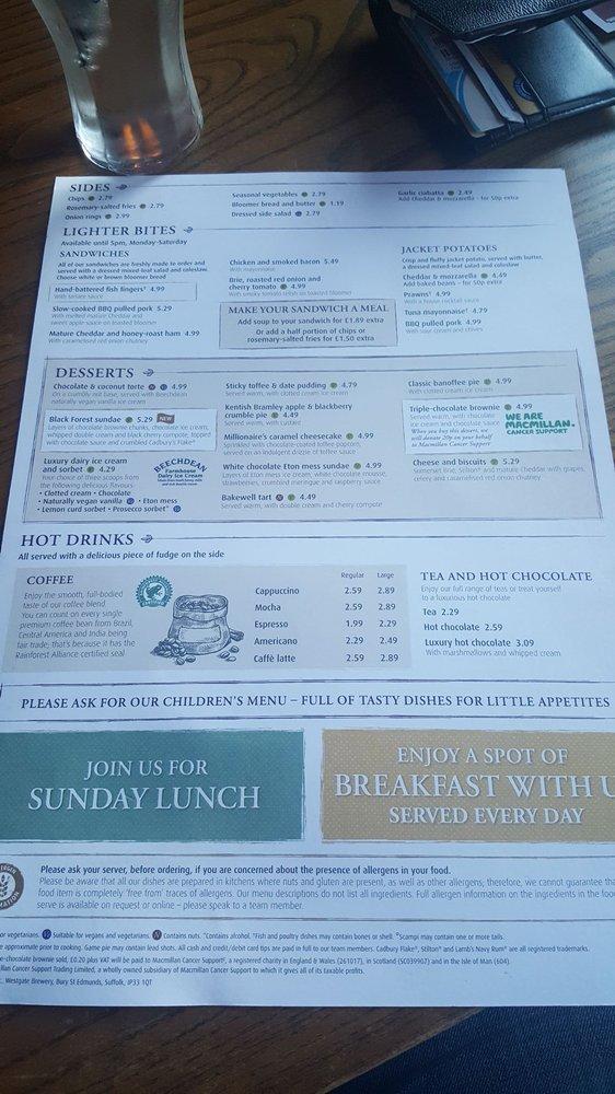 Menu at Fromebridge Mill pub & bar, Frampton on Severn