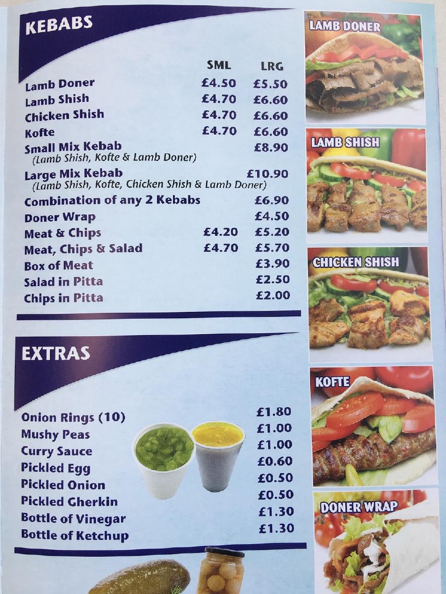 Menu at Mr chippy restaurant, Orpington