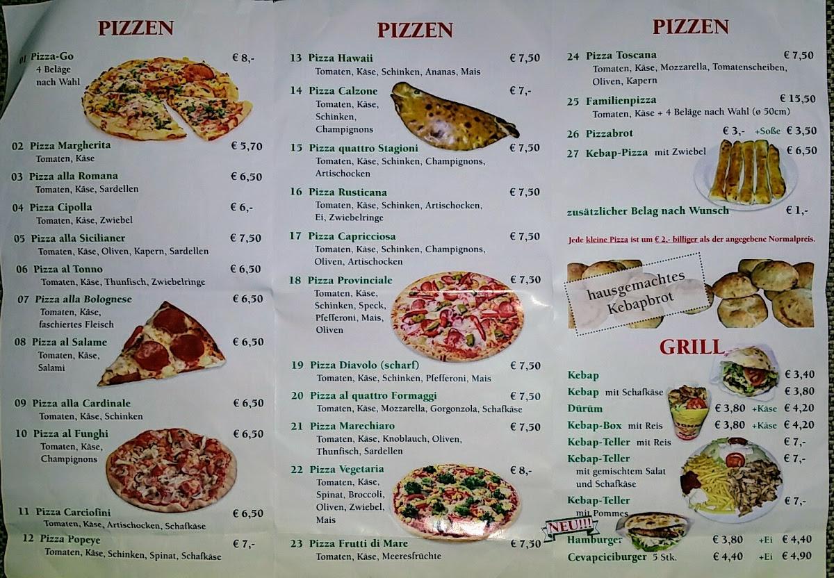 Speisekarte von Pizza Go, Gemeinde Draßburg