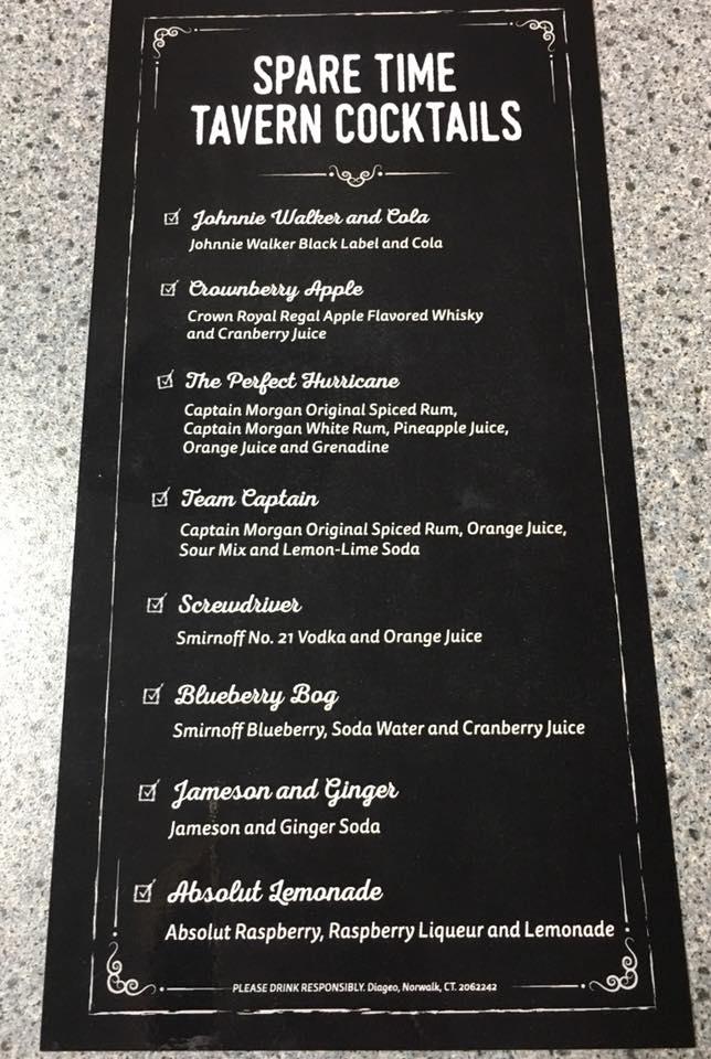 Menu at Spare Time Tavern pub & bar, Peabody