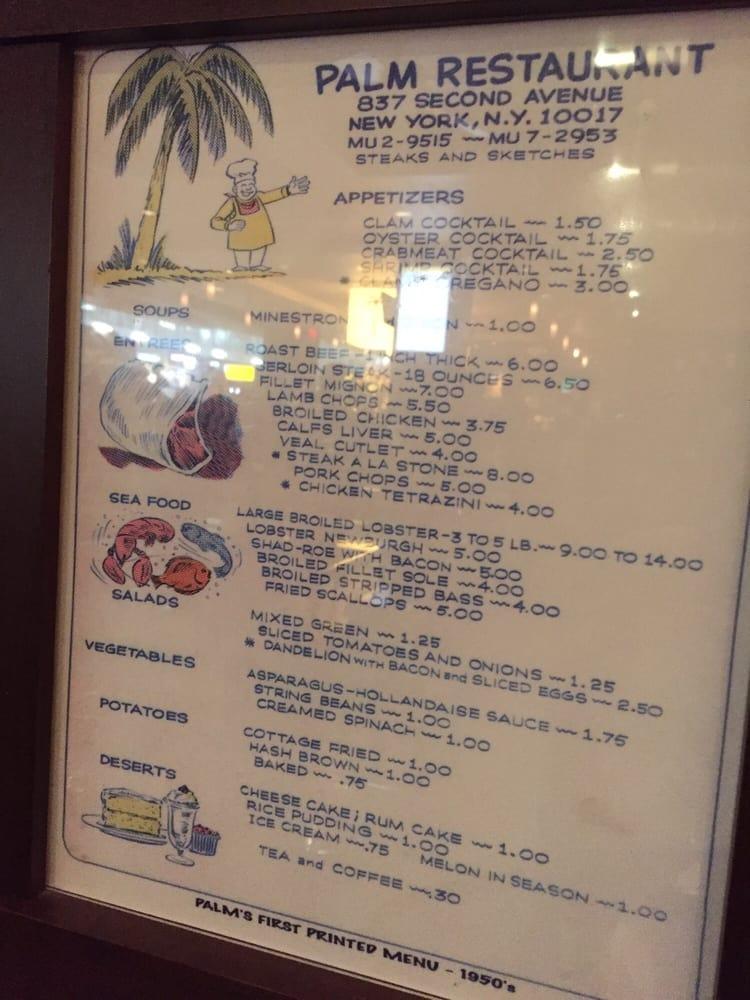 Menu at The Palm Bar & Grille, New York City, 303 30th St
