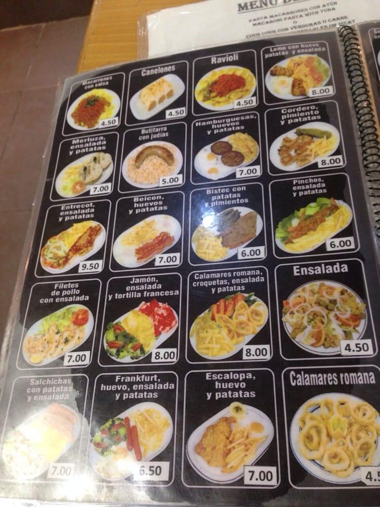 Menu at La Granja pub & bar, Barcelona, Carrer del Dos de Maig