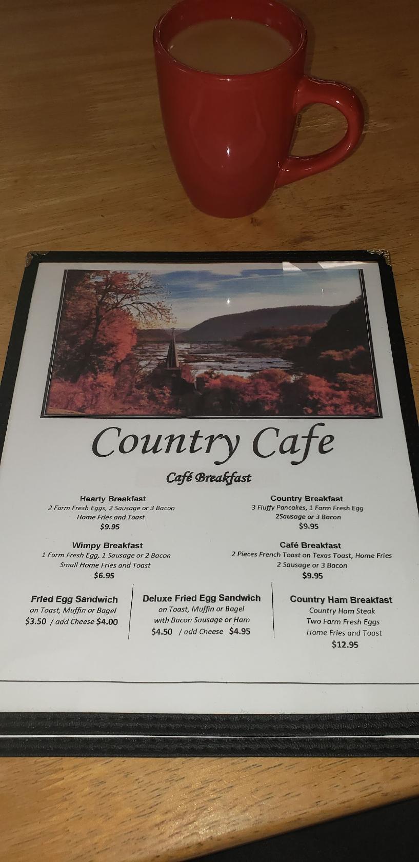 Menu at Country Café restaurant, Harpers Ferry