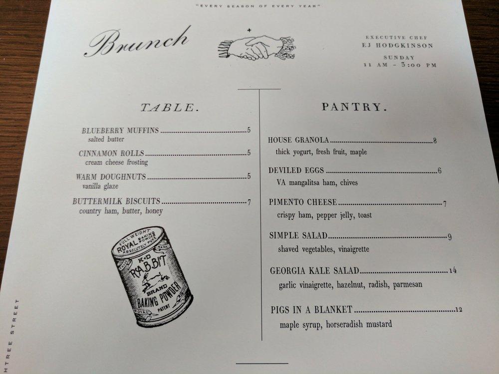 Menu at King + Duke restaurant, Atlanta, PEACHTREE RD NW at