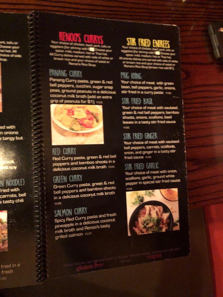 Carta del restaurante Renoo’s Thai Time, Las Cruces, US-70