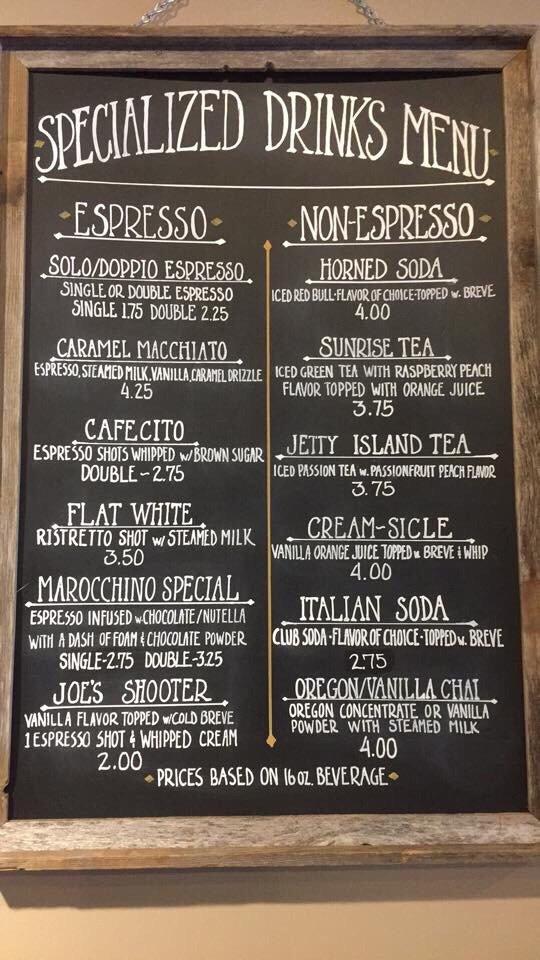 Carta de The Loft Coffee Bar, Everett