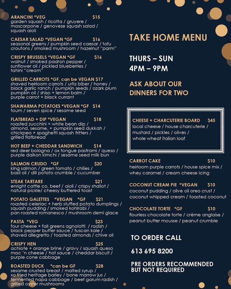 Menu at two six {ate} restaurant, Ottawa