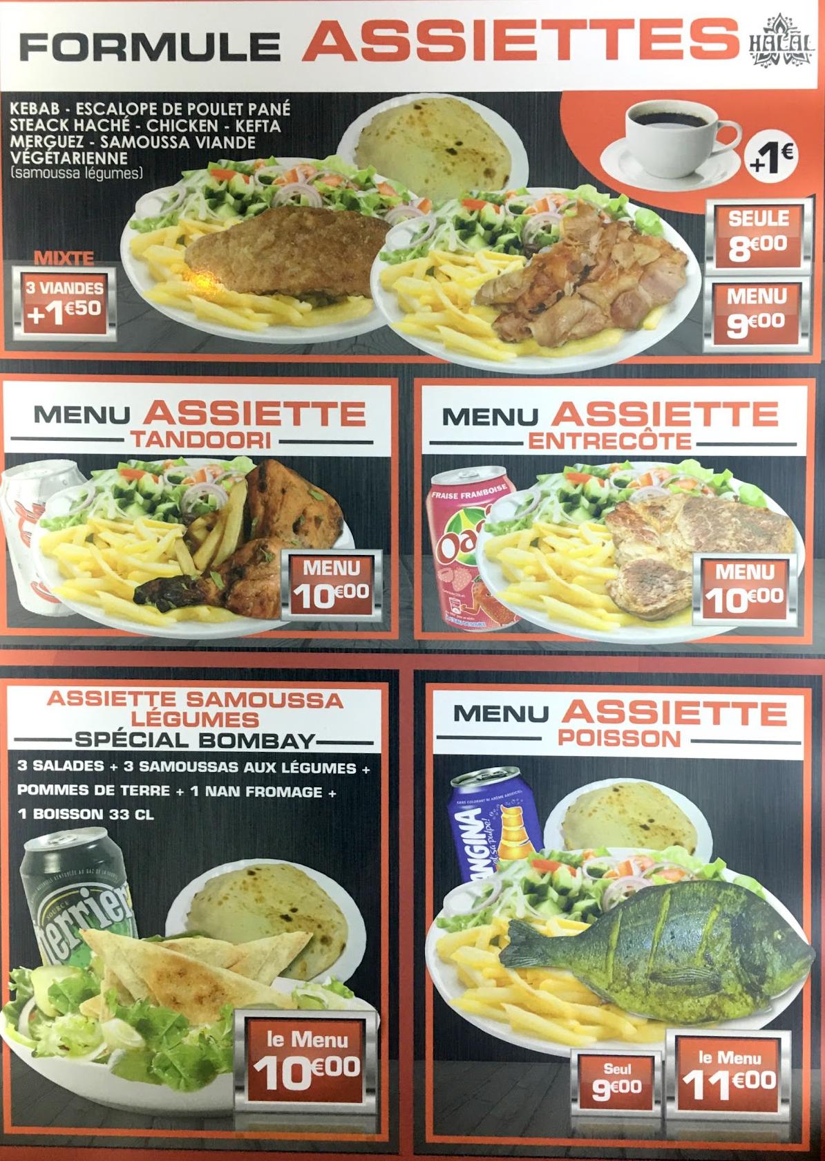 Menu at Bombay Kebab & Pizza restaurant, Toulouse
