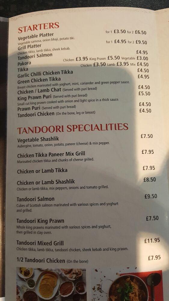 Menu at Ely Spice restaurant, Ely