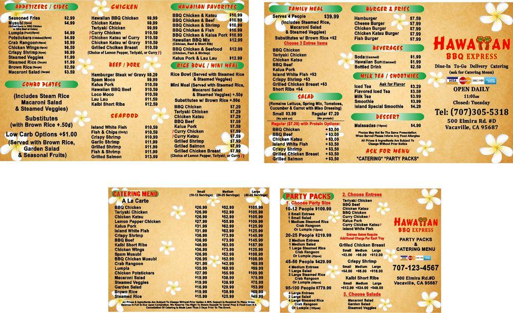 Menu at Hawaiian BBQ Express Vacaville, Vacaville