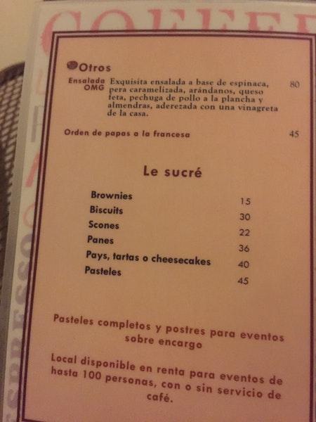 Menu at OMG Café, Merida
